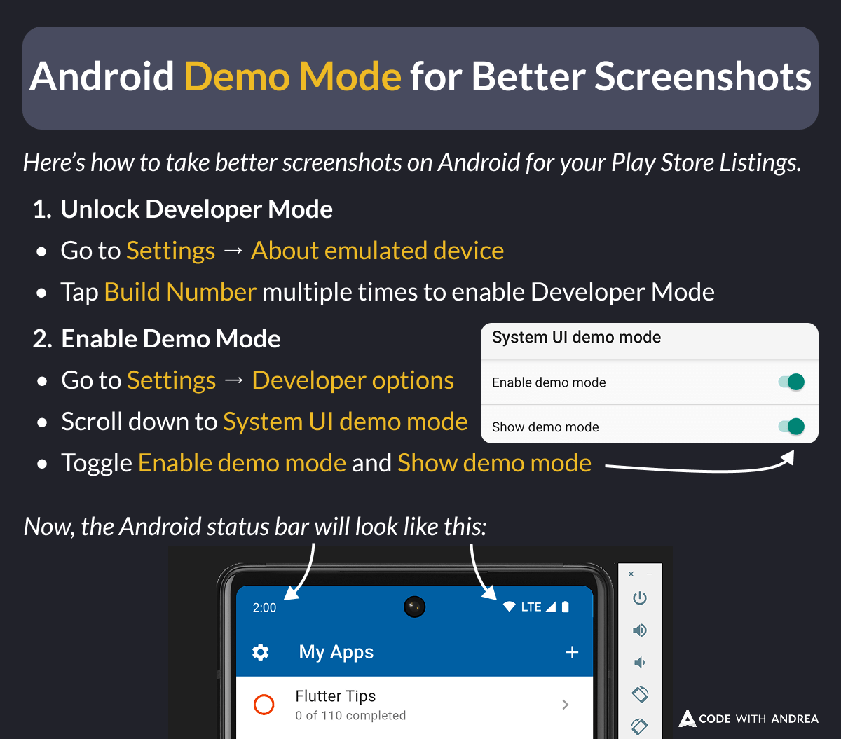 Android Demo Mode for Better Screenshots