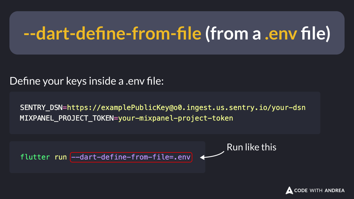 How to use --dart-define-from-file with .env and json files