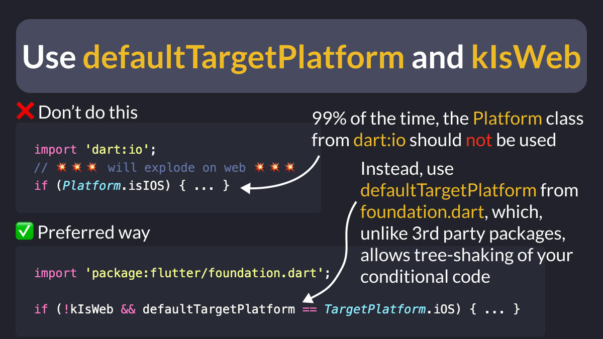 How to use defaultTargetPlatform and kIsWeb
