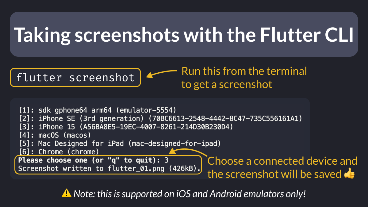 Taking Screenshots with the Flutter CLI Taking Screenshots with the Flutter CLI