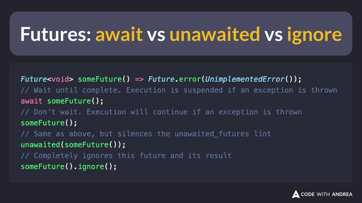 Futures: await vs unawaited vs ignore
