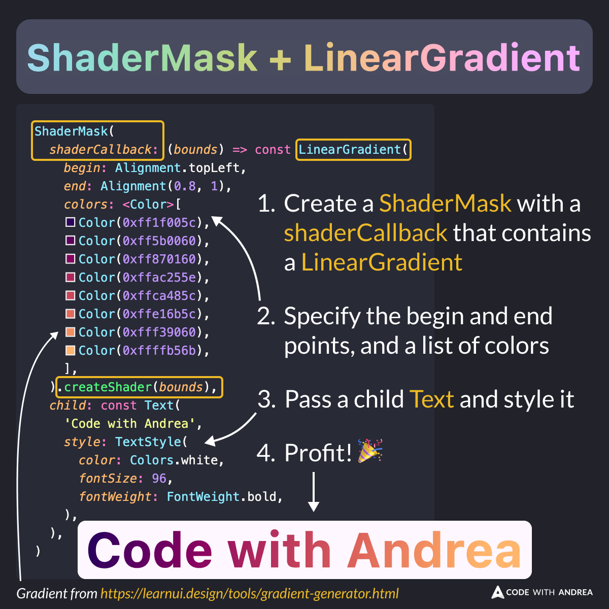 Stylish Text with ShaderMask and LinearGradient