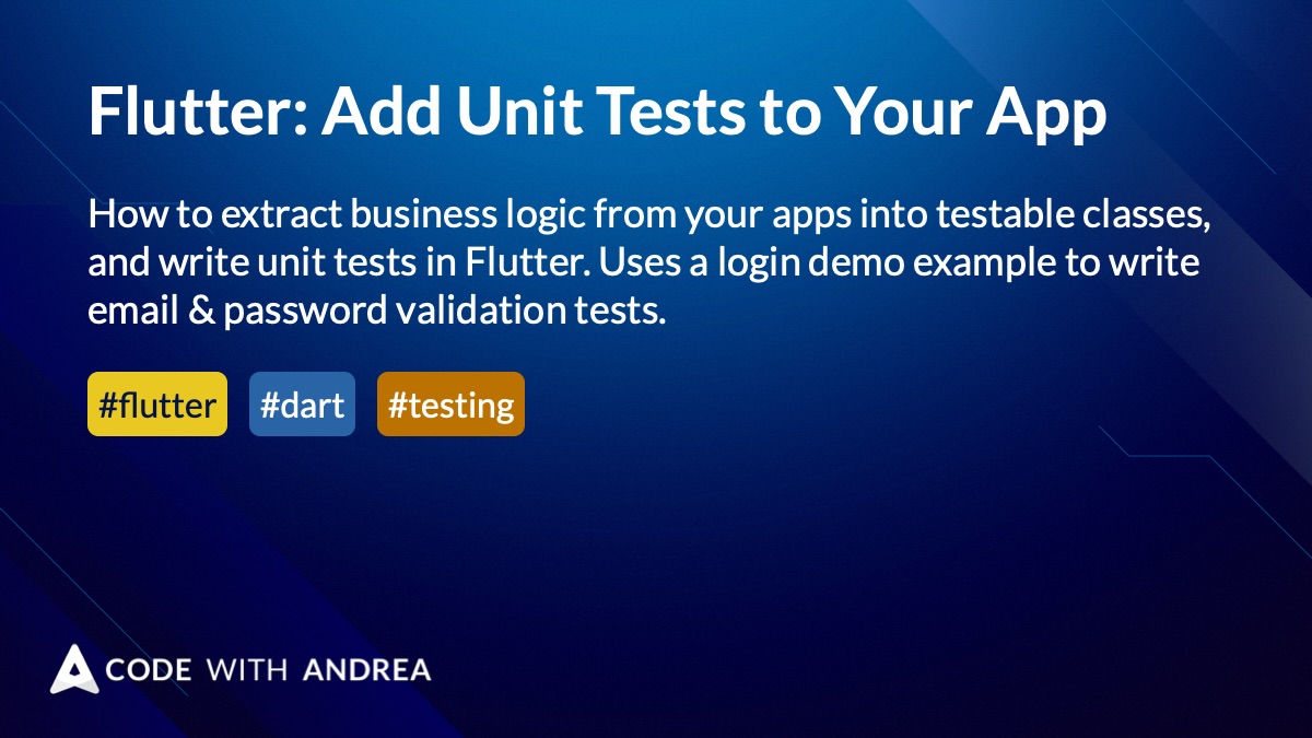 Flutter Add Unit Tests To Your App